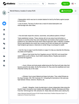 World History module 3 notes FLVS - 03 West African Kingdoms Guided ...