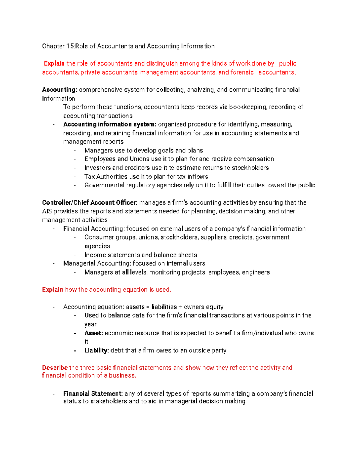 Chapter 15 Role of Accountants and Accounting Information - Accounting ...