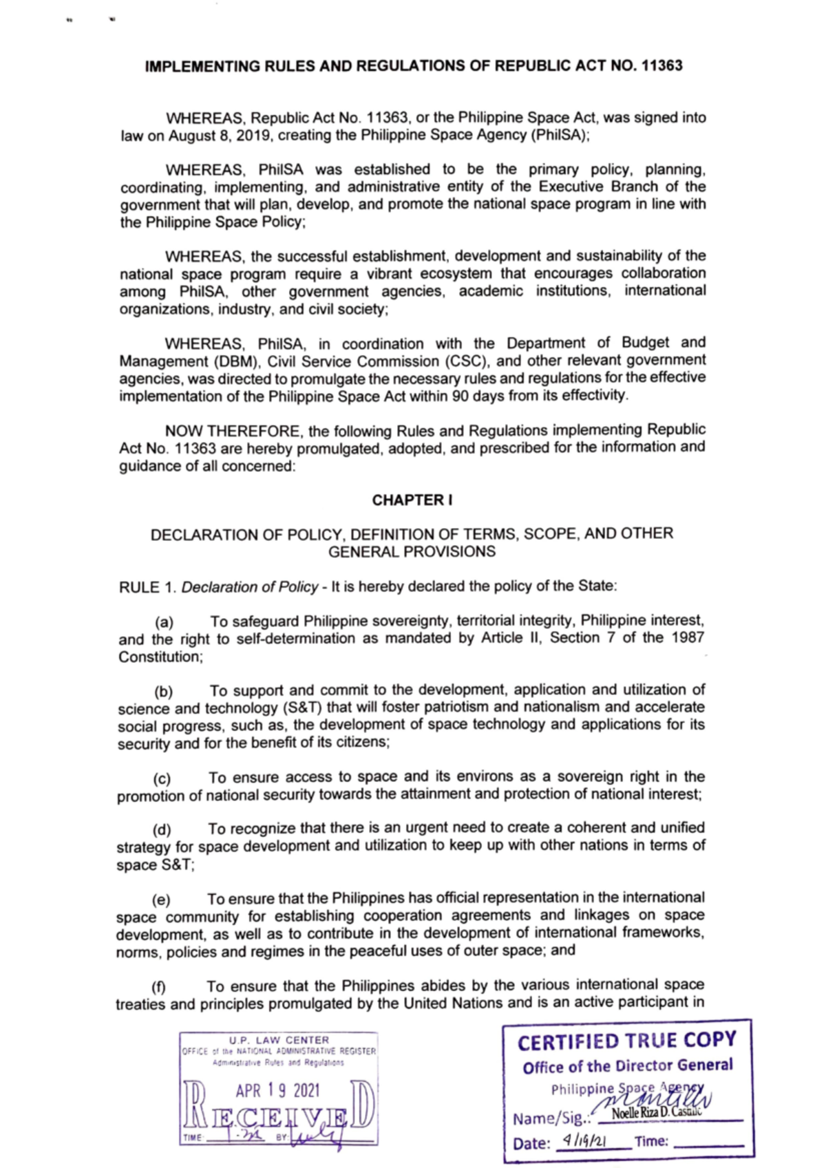 IRR of R.A 11363 - my lecture ntoes - IMPLEMENTING RULES AND ...