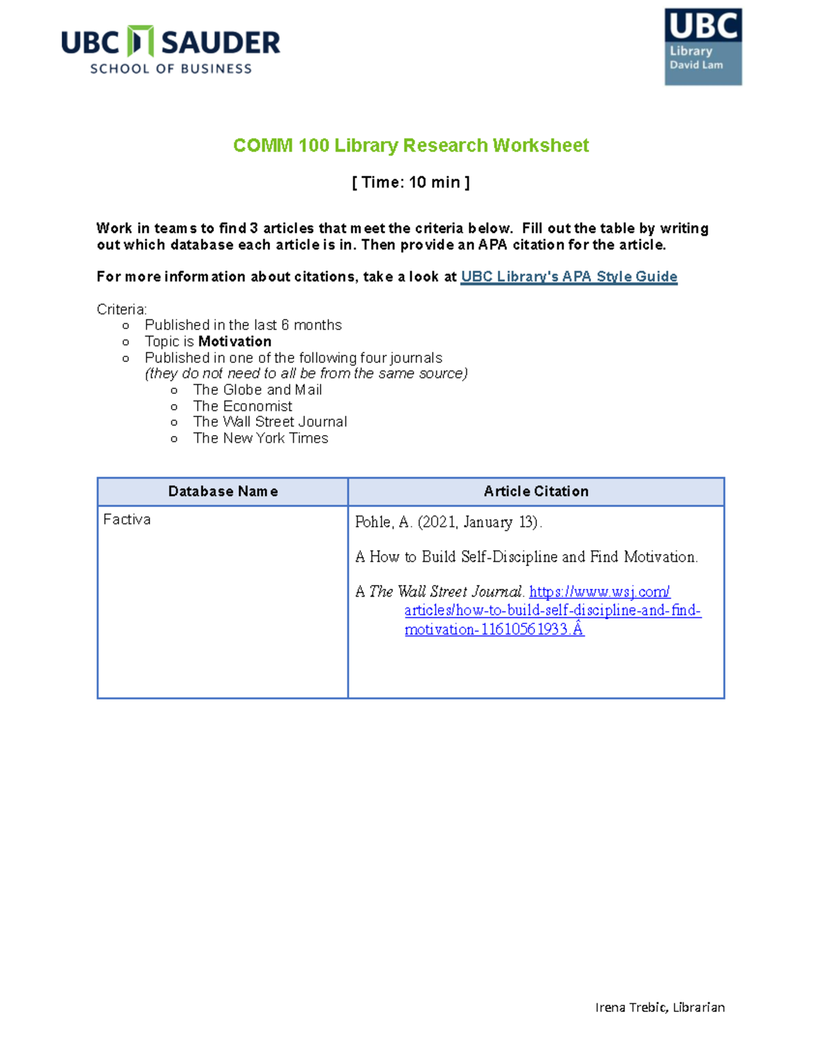 C03-EX-Library complete - COMM 100 Library Research Worksheet [ Time ...