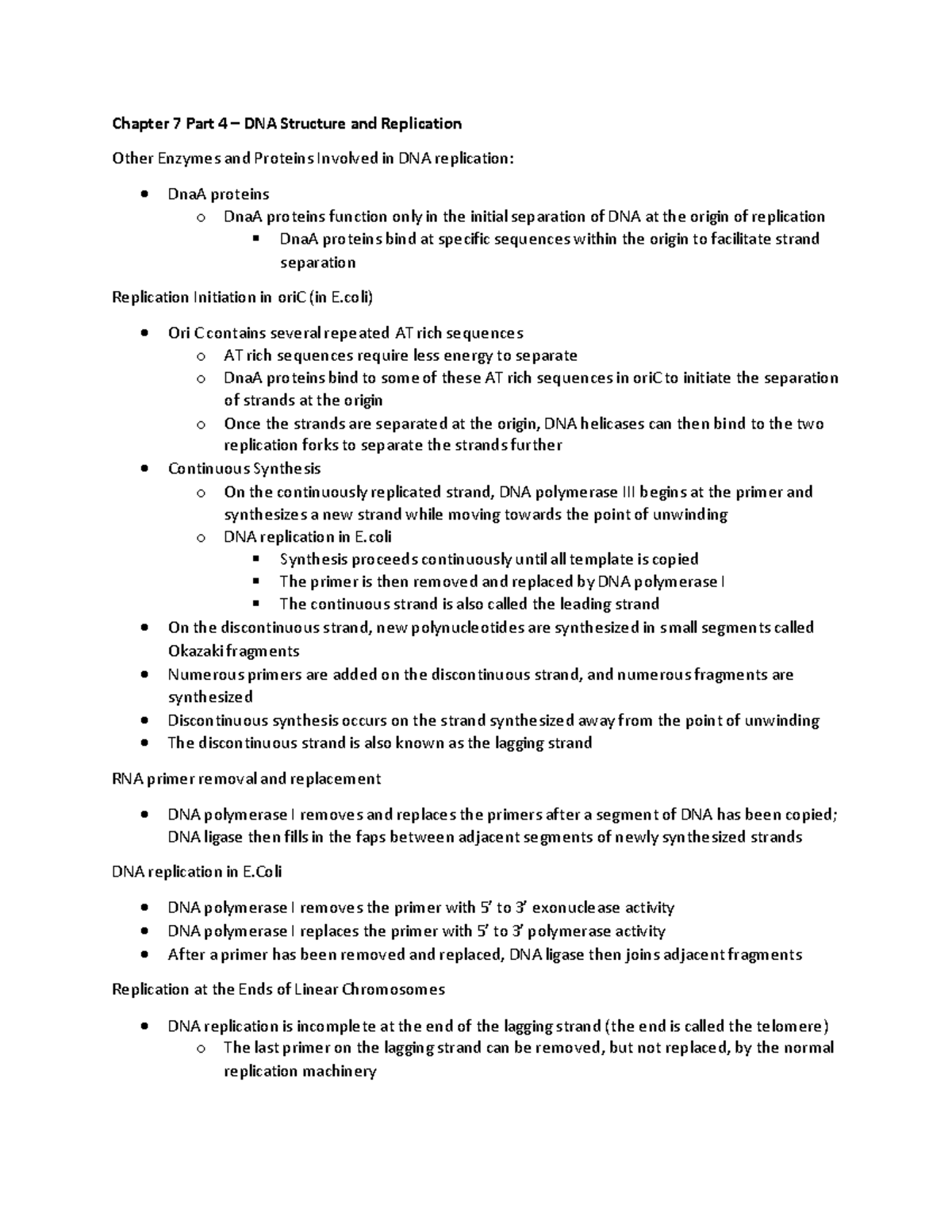 Chapter 7 Part 4– DNA Structure and Replication - Chapter 7 Part 4 ...