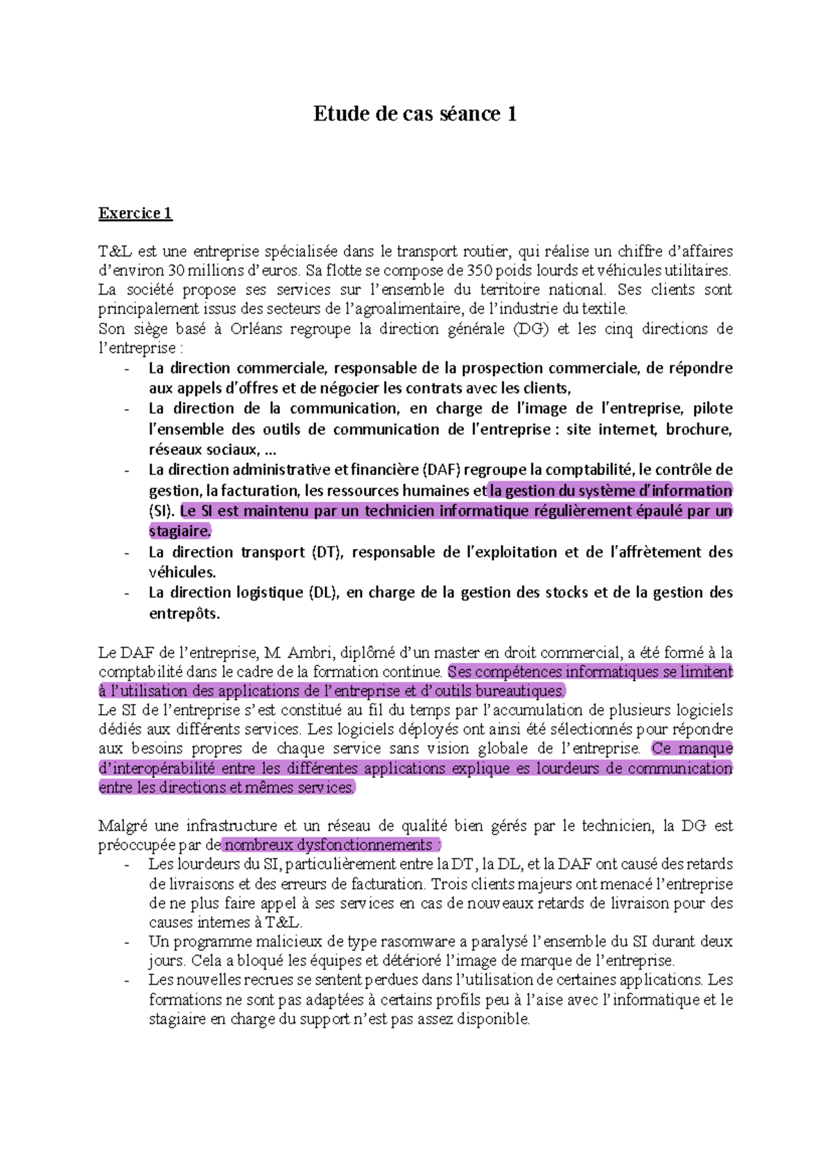 Etude de cas DPSI séance 1 correction - Etude de cas séance 1 Exercice ...