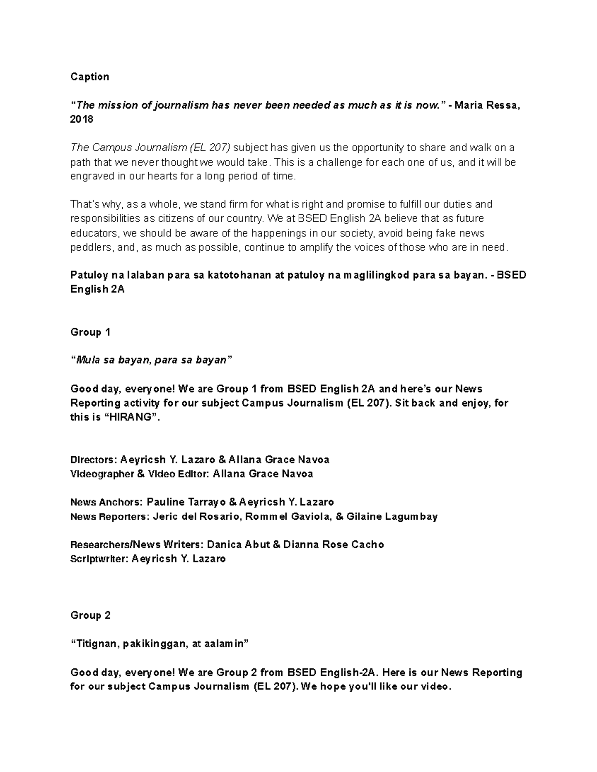 EL-207-Sequence News-Writing-and-Reporting-Script - Caption “The ...