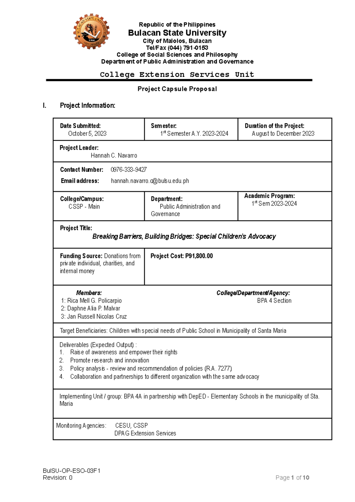 Capsule-Project Proposal Group 2 BPA 4A - Bulacan State University City ...