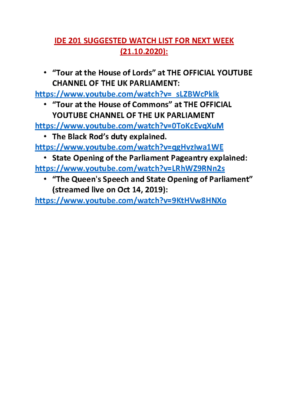 Suggested watchlist - IDE 201 SUGGESTED WATCH LIST FOR NEXT WEEK (21.10 ...