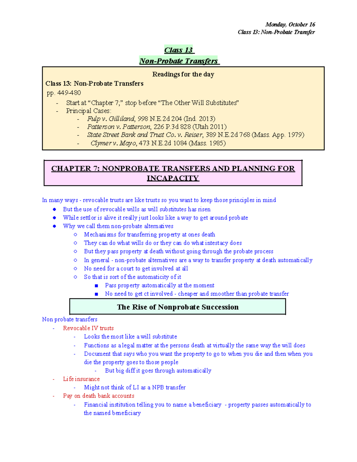 Class 13 - Non-Probate Transfer - Class 13: Non-Probate Transfer Class ...
