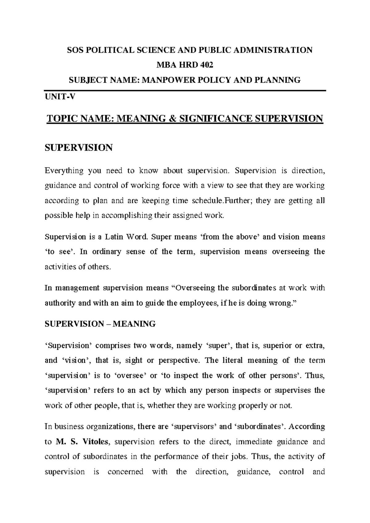 MBA-HRD-402- Manpower Policy AND Planning- Meaning & Significance ...