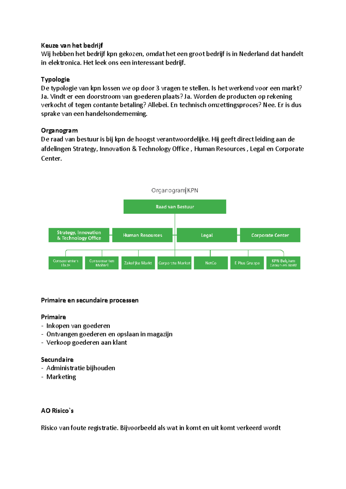 Organogram KPN - Keuze van het bedrijf Wij hebben het bedrijf kpn ...