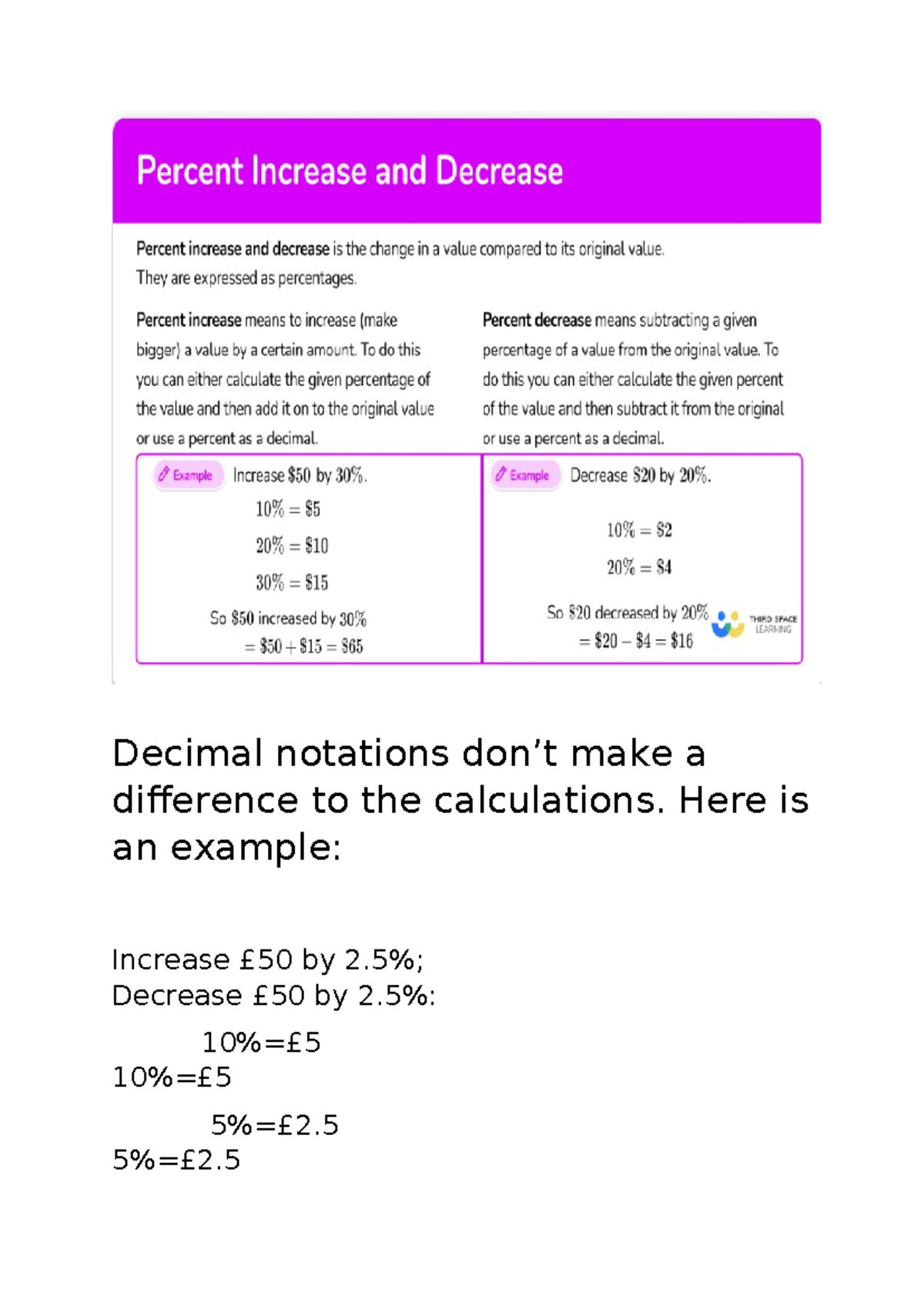 Maths lesson - Decimal notations don’t make a difference to the ...
