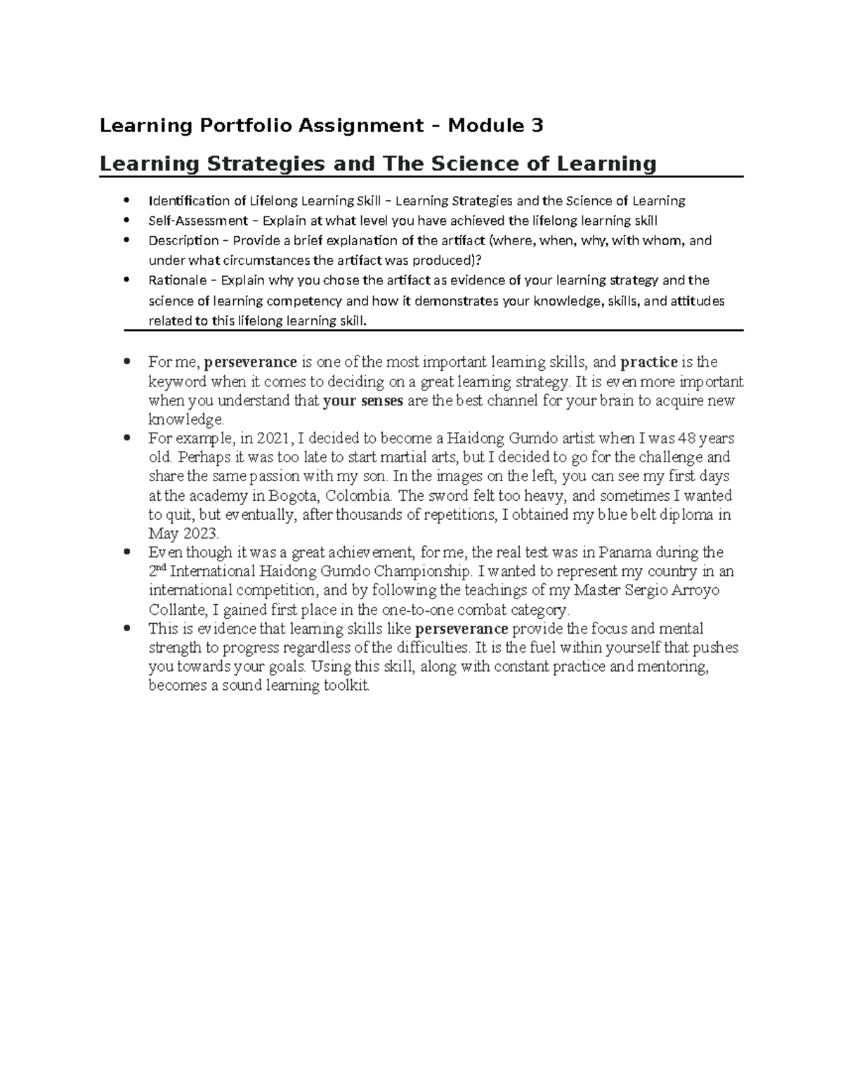 Module 3 - Learning Portfolio -Learning Strategies and The Science of Learning - Learning ...