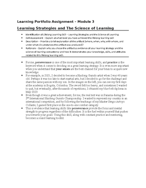 Module 3 - Activity -Learning Strategies Application - Learning ...