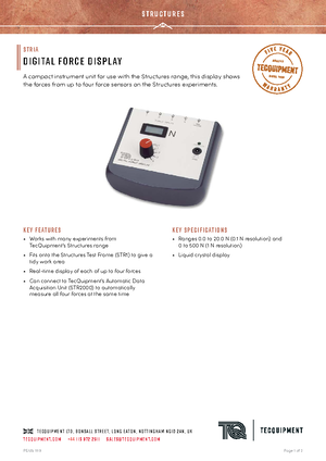STR3 Shear Force Datasheet - TecQuipment Ltd, Bonsall Street, long ...