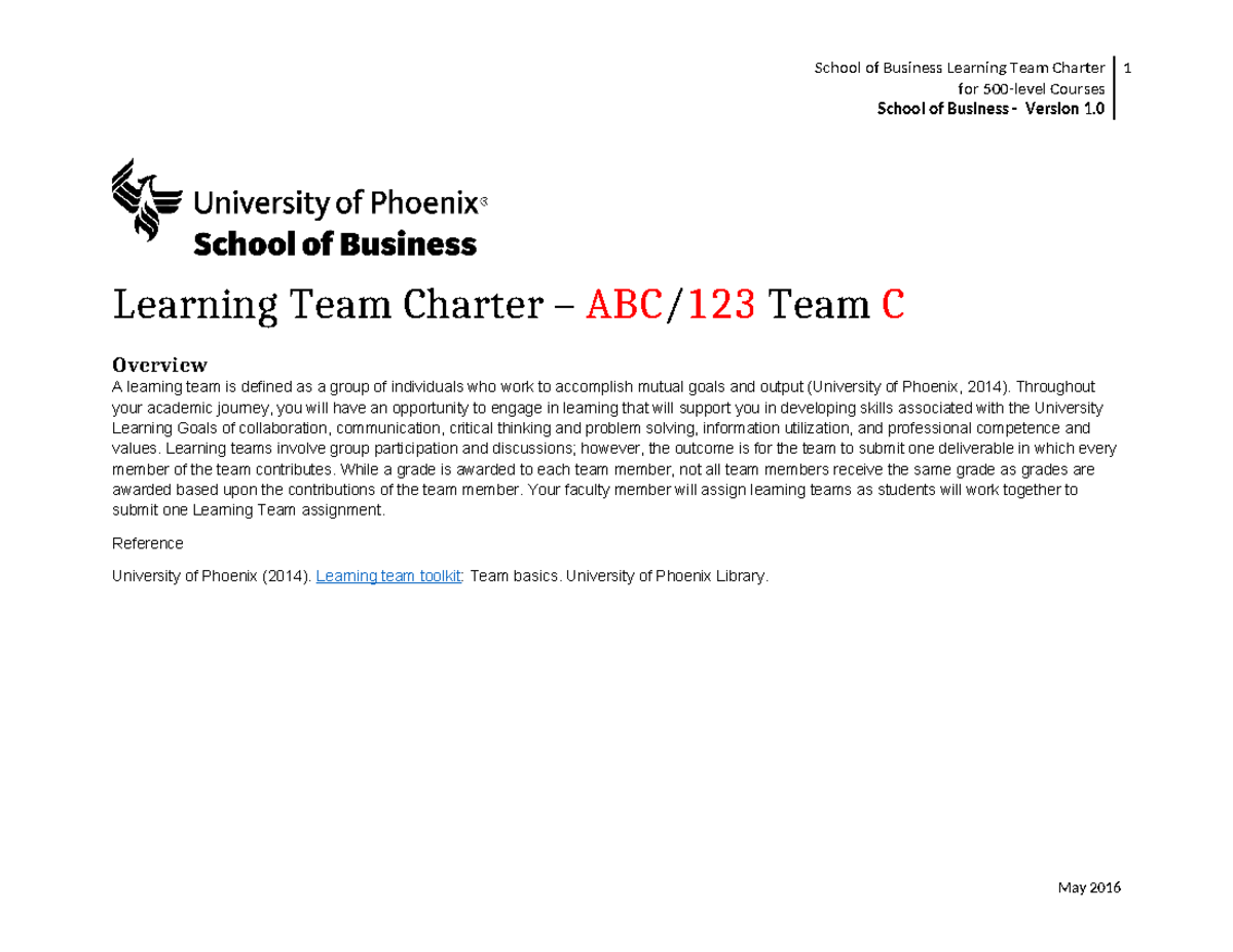 Project plan - for 500-level Courses School of Business - Version 1 ...