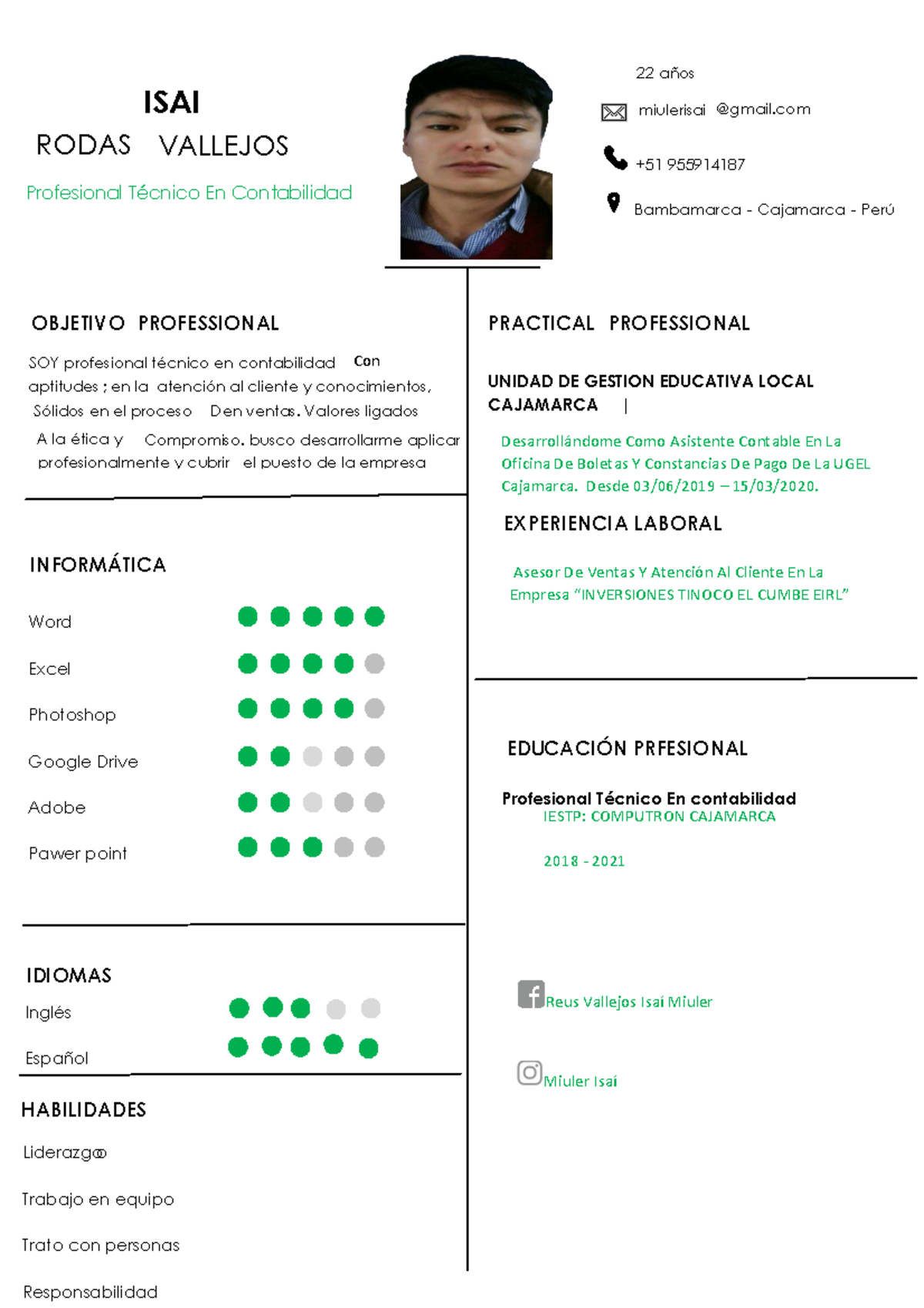 Currículum Isaí Rodas vallejos - Desarrollándome Como Asistente ...