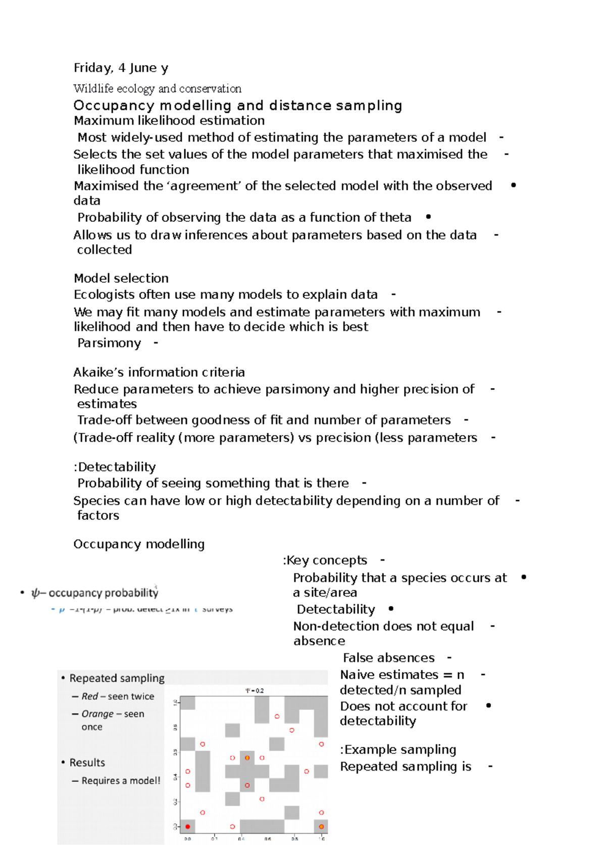 Lecture 5 - Occupancy modelling and distance sampling - Friday, 4 June ...