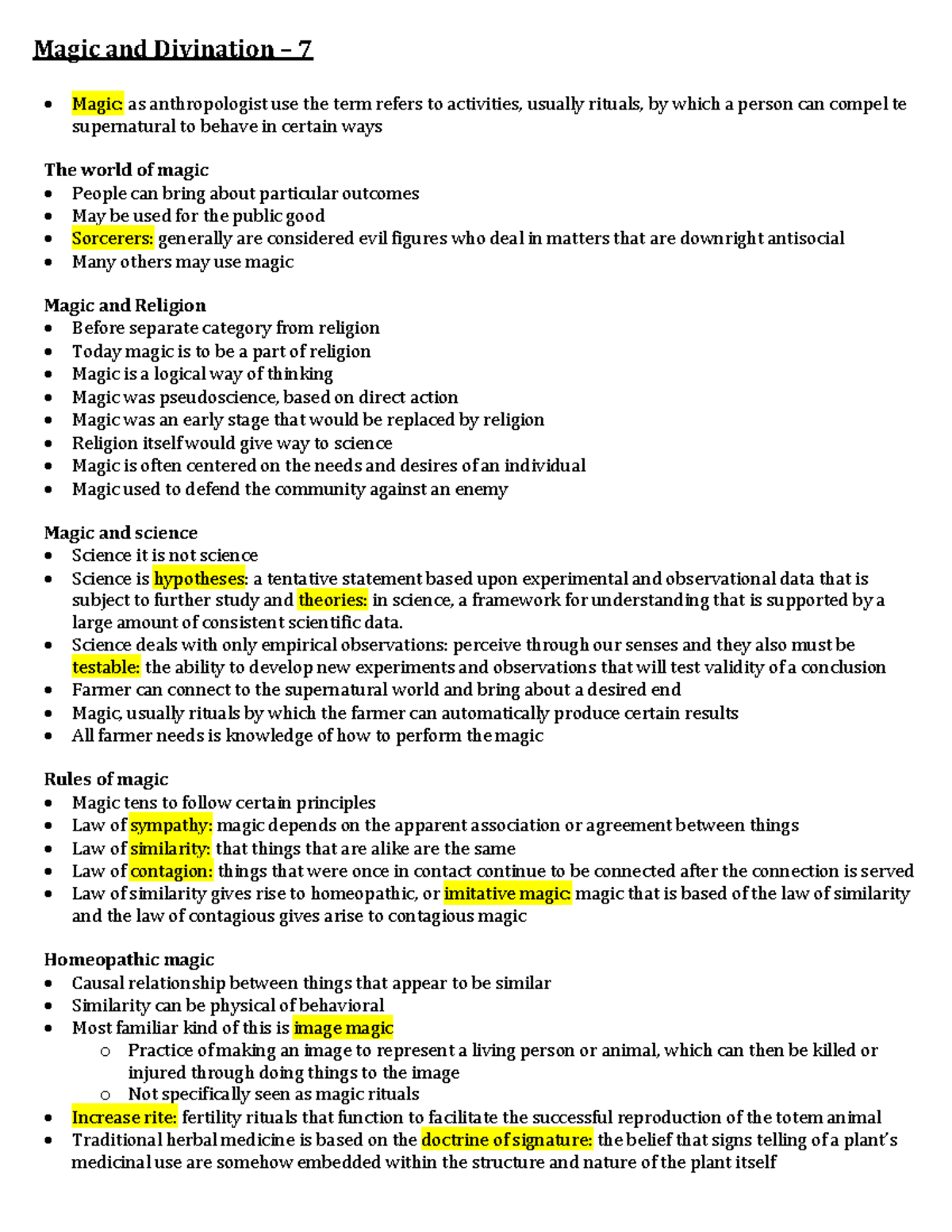 Magic and Divination - detailed notes - Magic and Divination 7 Magic ...