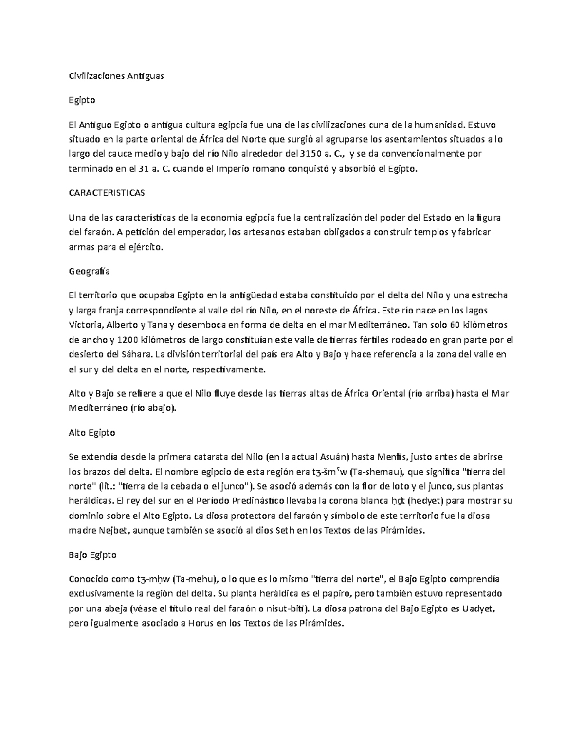 Egipto Antiguo - Civilizaciones Antiguas Egipto El Antiguo Egipto o ...
