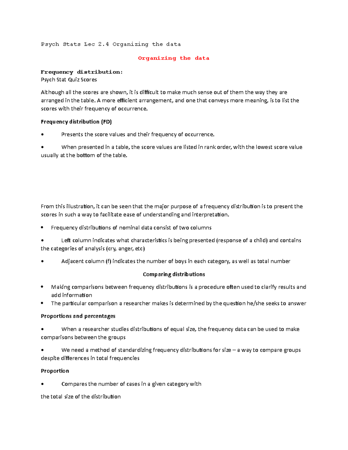 Psych Stats Lec 2.4 Organizing the data - A more efficient arrangement ...