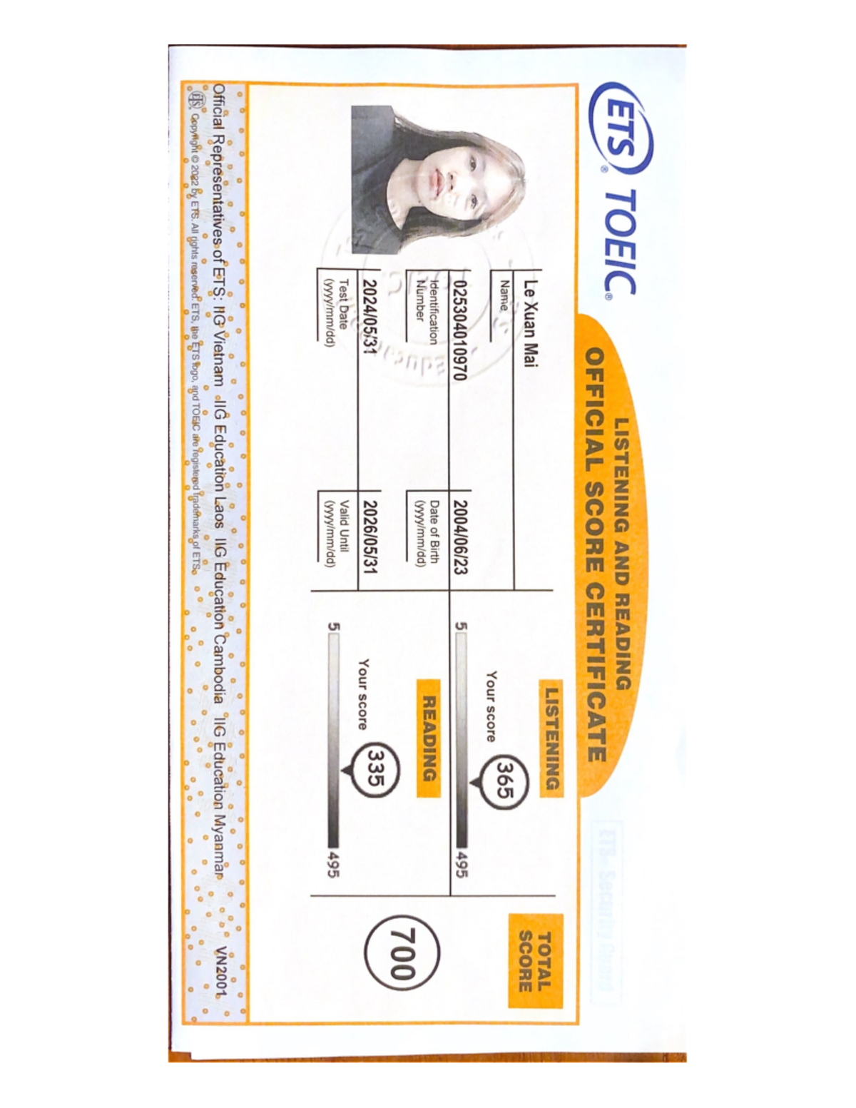 Listening-AND- Reading - ETS LISTENING AND READING ETS OFFICIAL SCORE ...