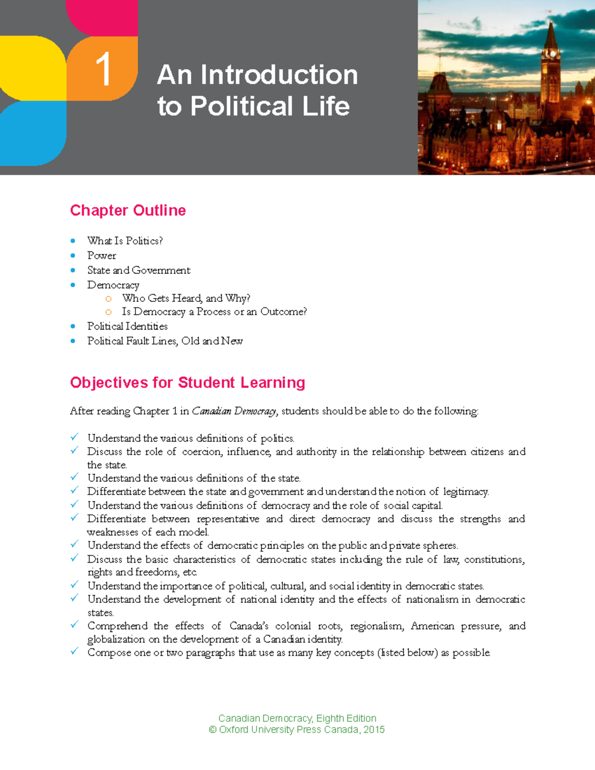 Brooks SSG Chapter 1 - 2014 - Canadian Democracy, Eighth Edition ...