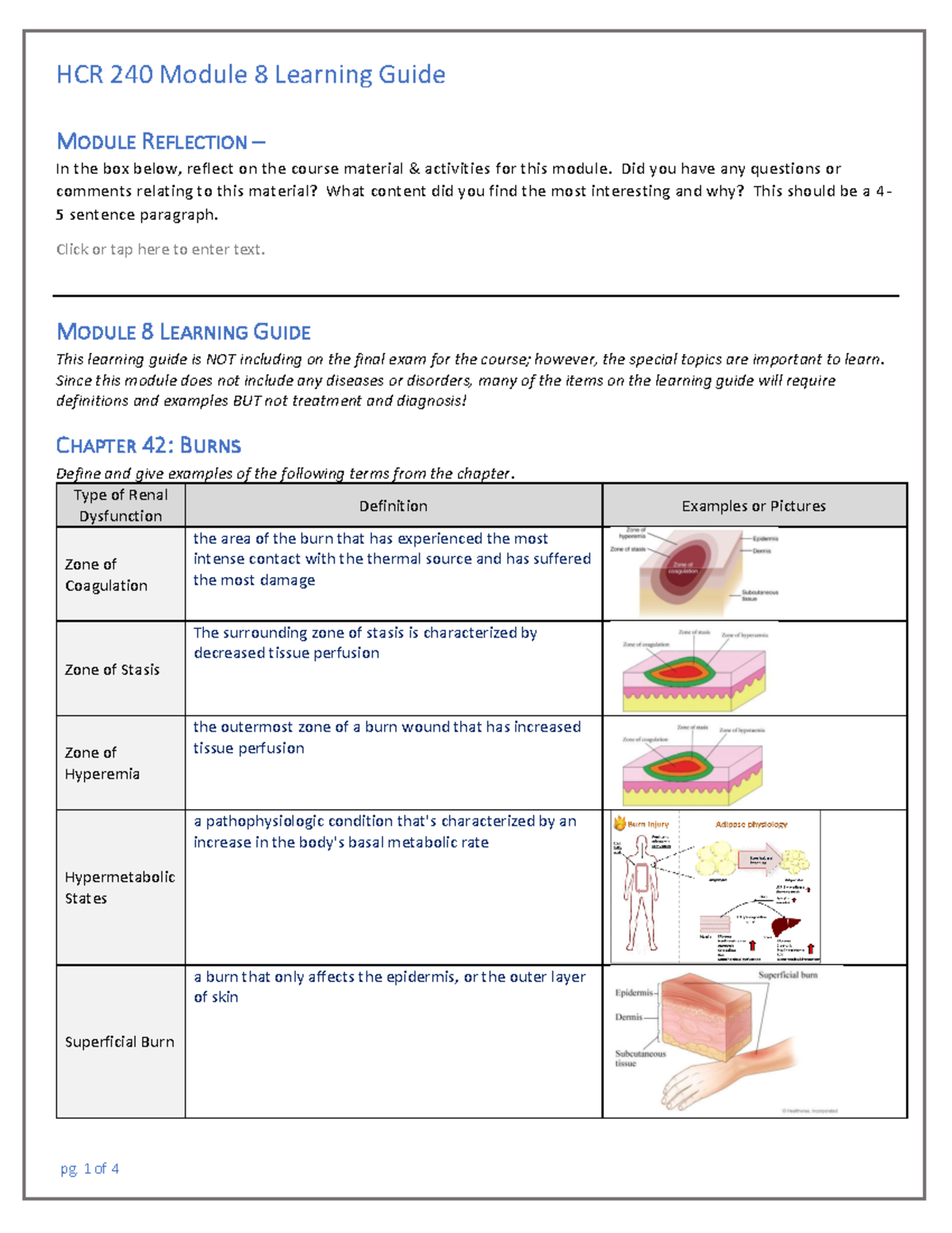 HCR 240 Module 8 Learning Guide - MODULE REFLECTION – In the box below ...