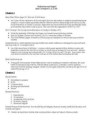 Study Guide test 2 - Child Abuse and Neglect Study Guide Chapter 4: The ...