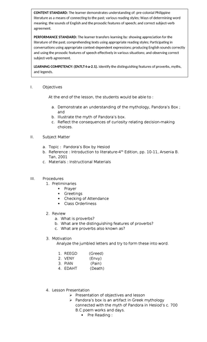 LP - 12345 - 4A’S LESSON PLAN ENGLISH 12 JOPET L. AMARILLE 4a’s lesson ...