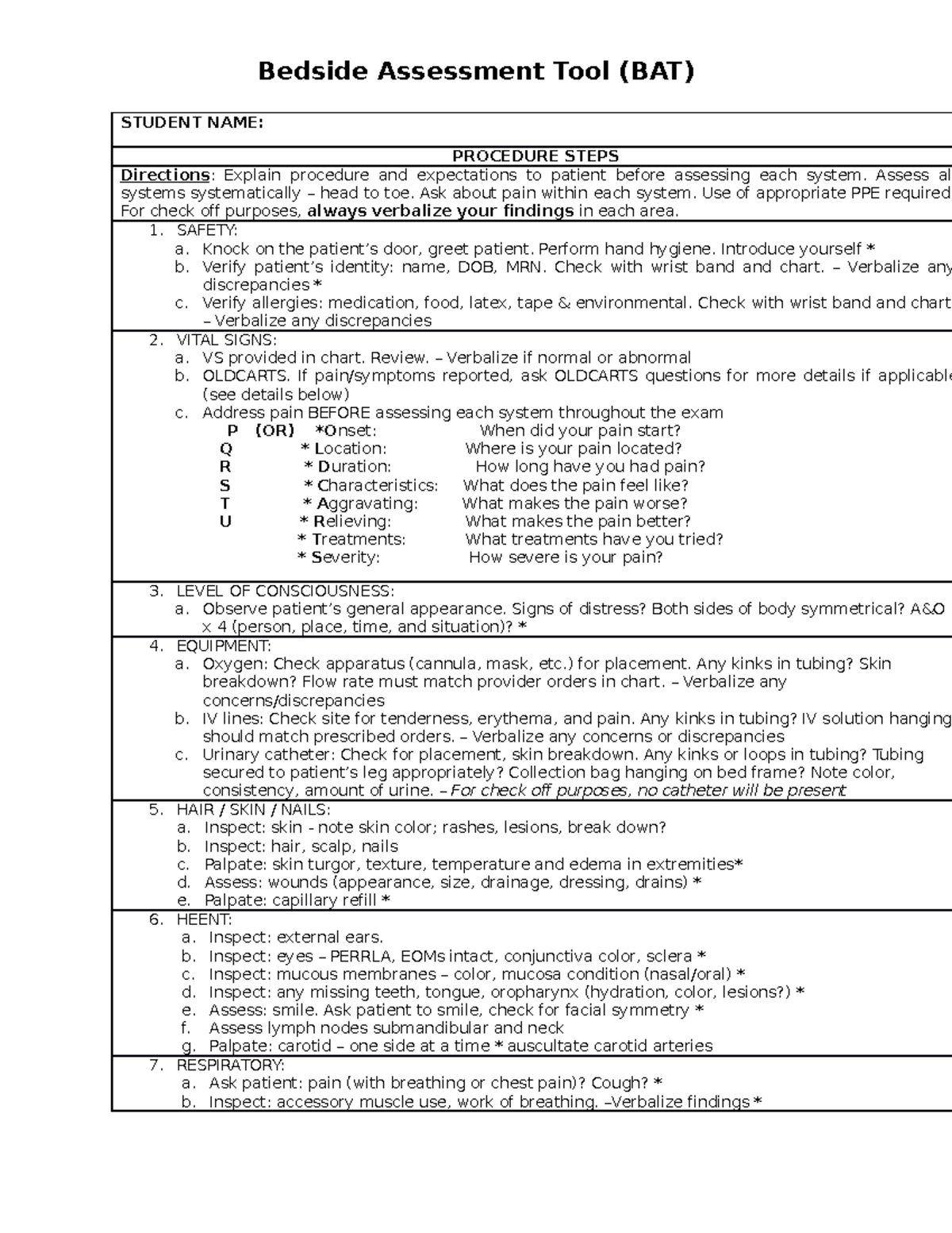 Bedside Assessment Tool (BAT) SV-2 - Bedside Assessment Tool (BAT ...