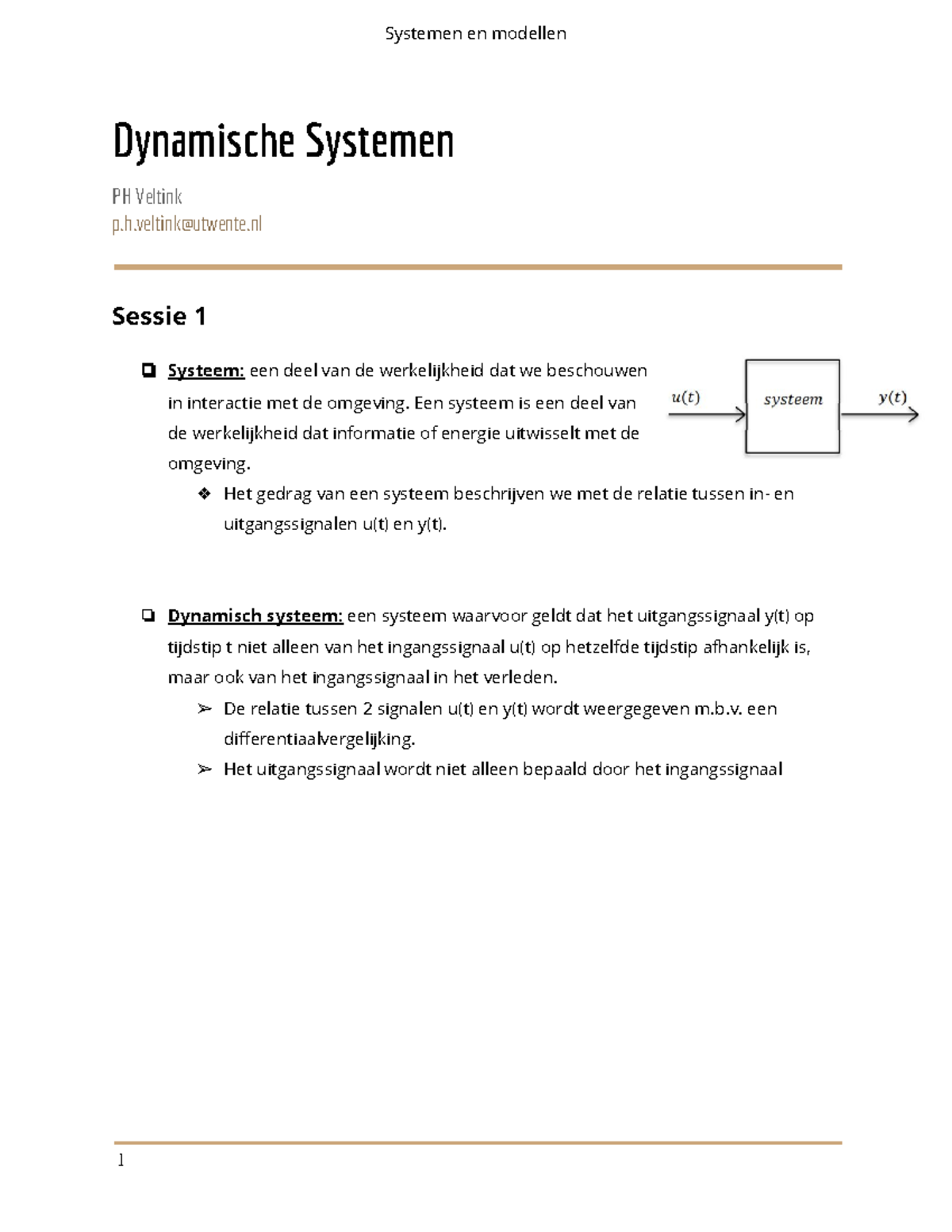 Dynamische systemen mod3 tg samenvatting - Systemen en modellen ...
