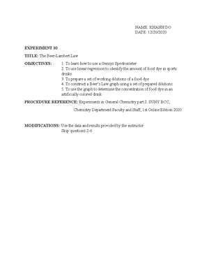 Non-Additive Volumes - Lab Report - Tai Cao 02/09/ CHM 145 Professor ...