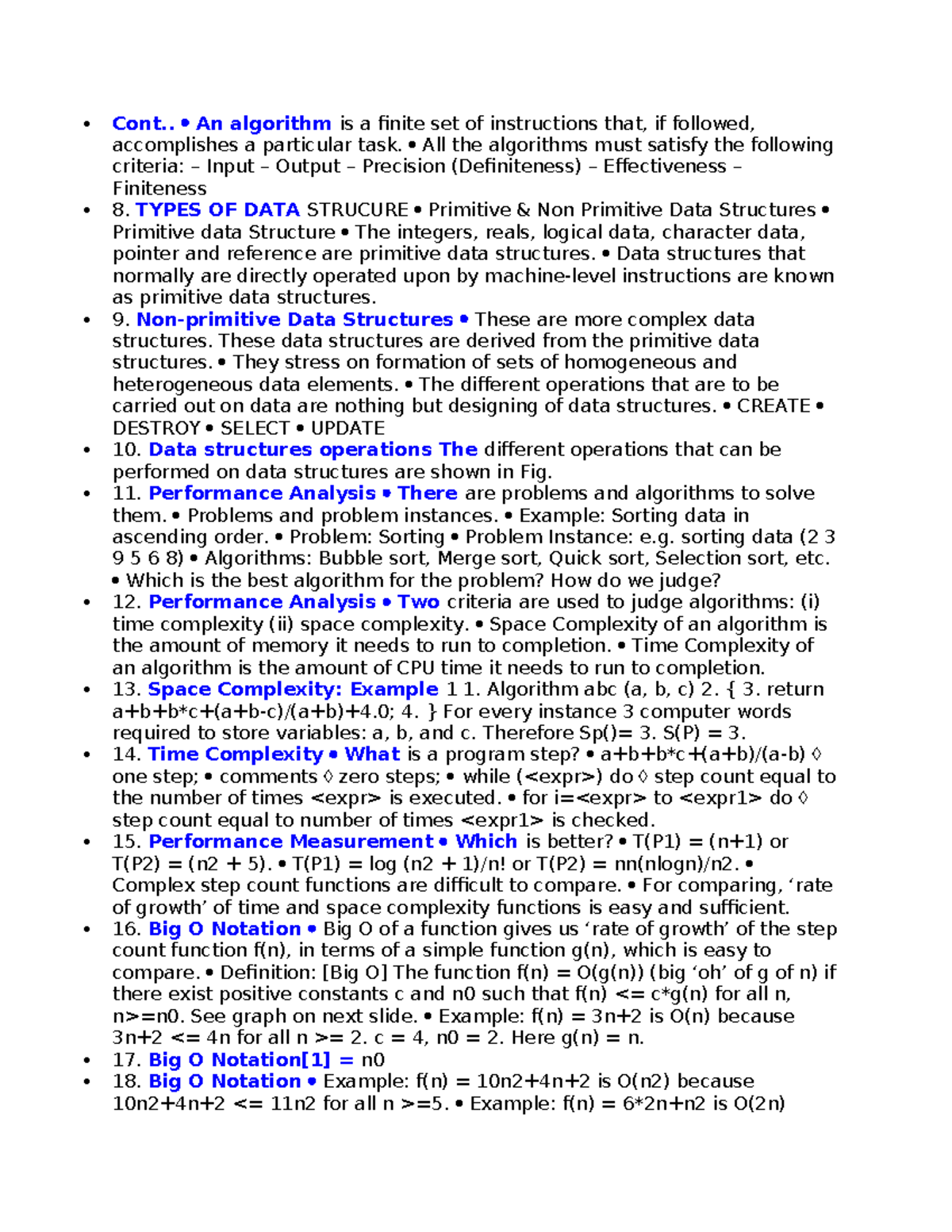 Cont - . An algorithm is a finite set of instructions that, if followed ...