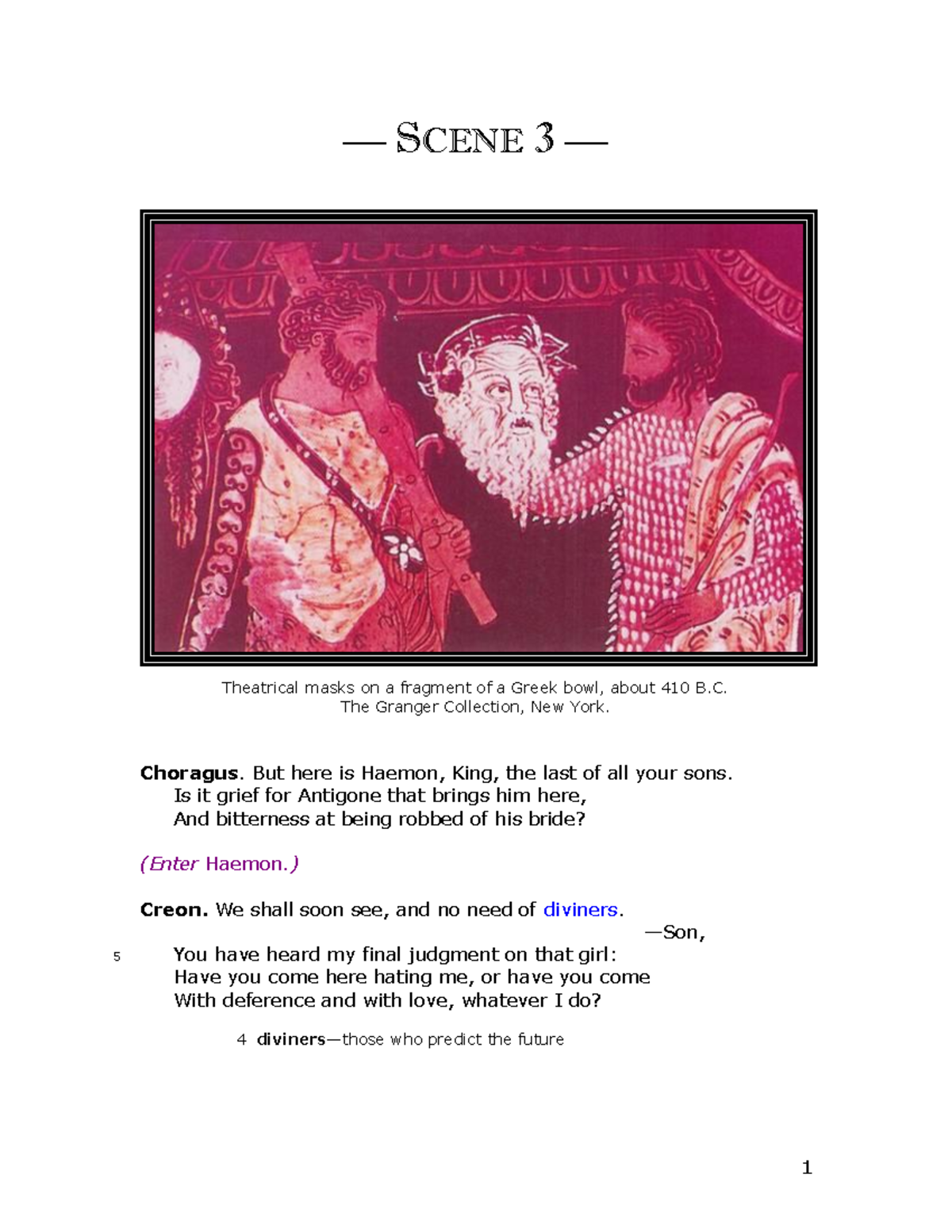 Antigone S3 - Exodos - for srtudyign - — SCENE 3 — Theatrical masks on ...