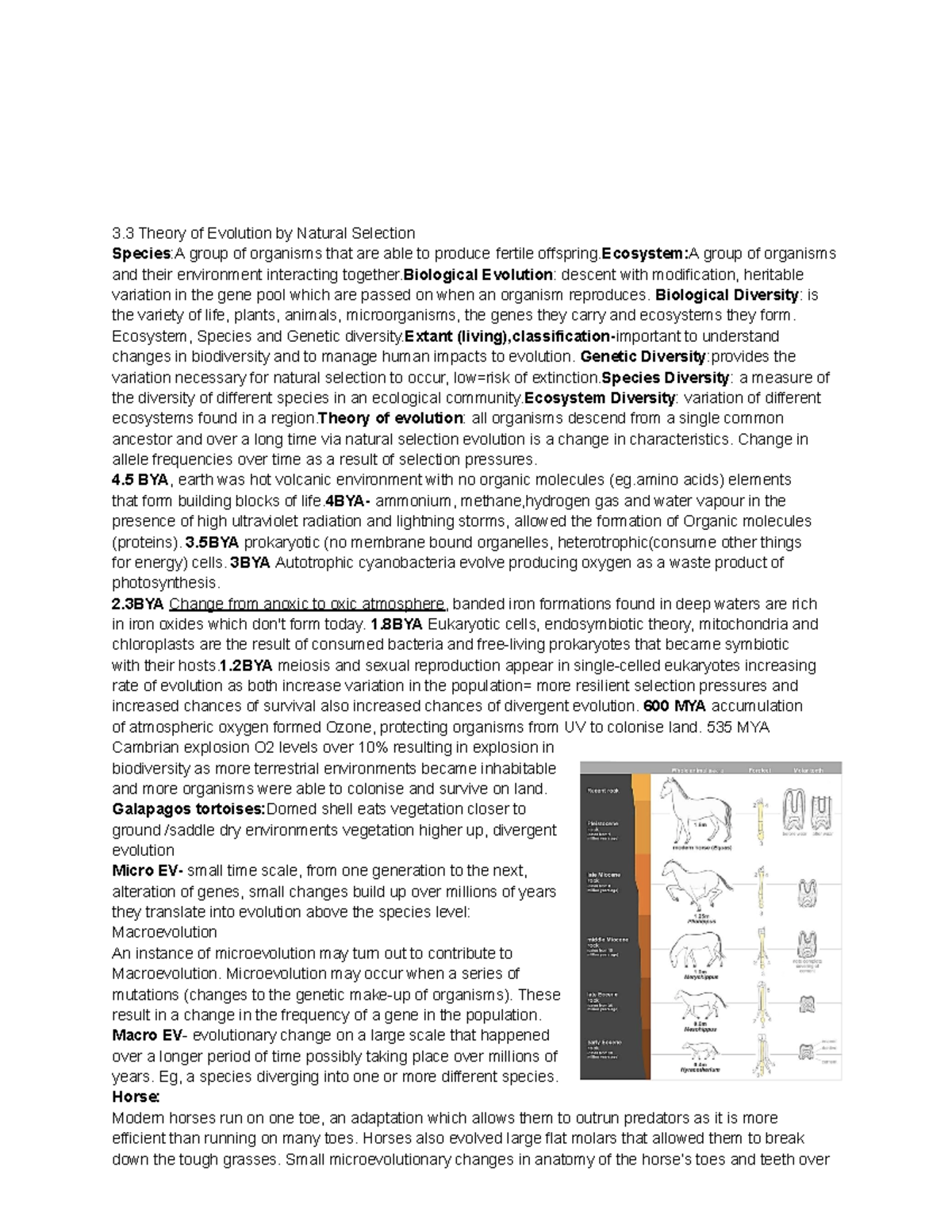 Bio Evolution Notes - 3 Theory of Evolution by Natural Selection ...