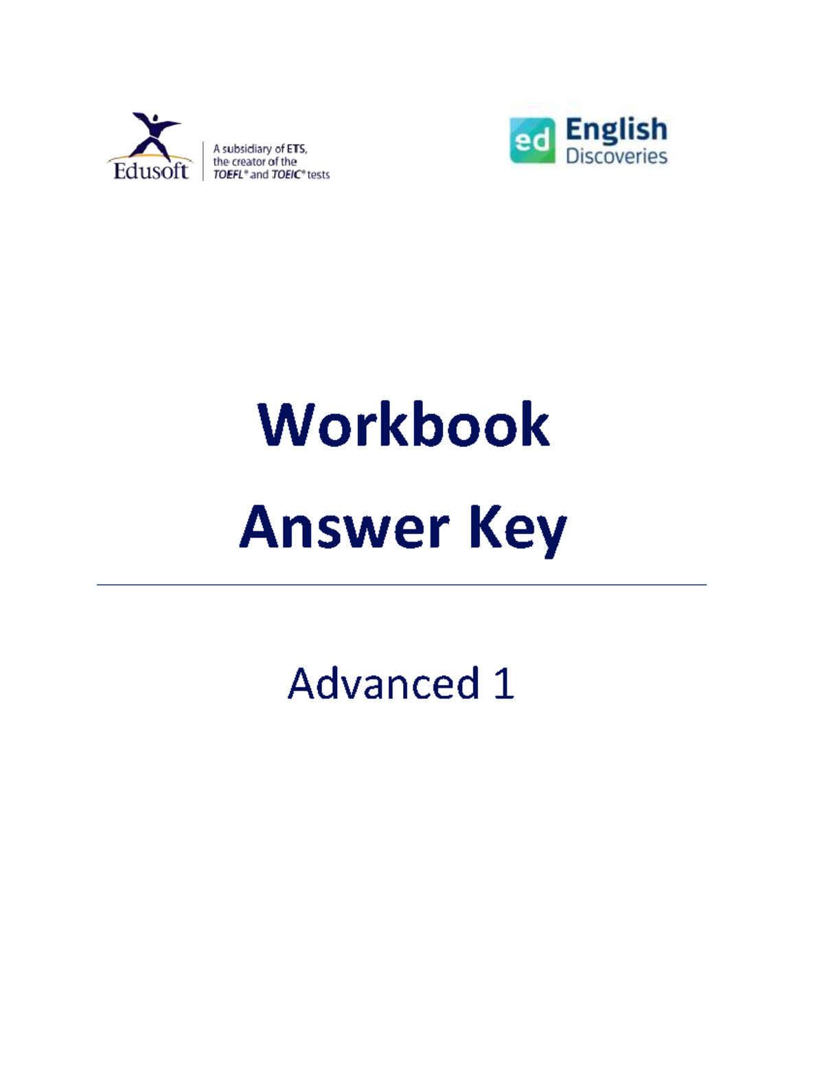 Edusoft advance 1 - SPLB 300 - Workbook Answer Key Advanced 1 Copyright ...