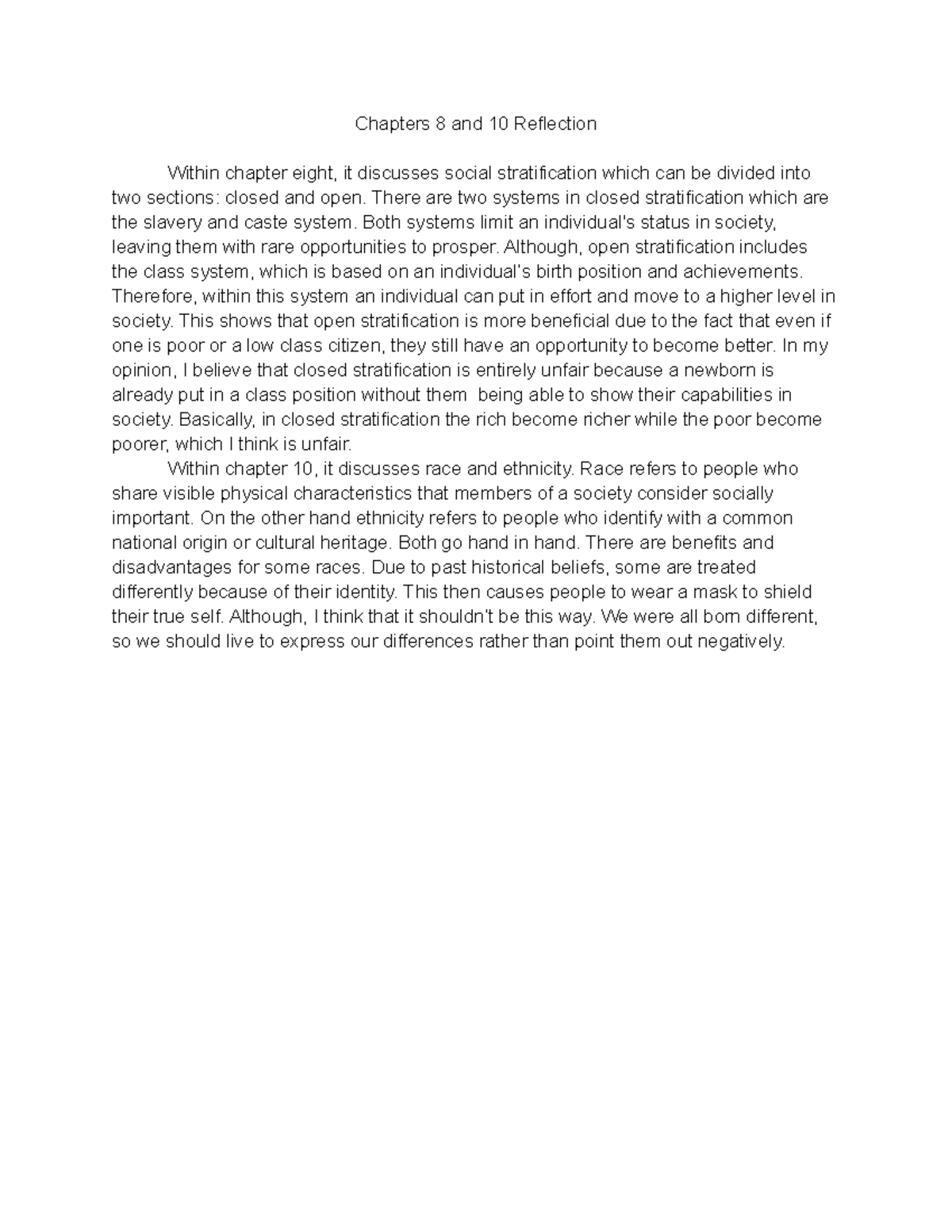 Chapters 8 and 10 Relection - Chapters 8 and 10 Reflection Within ...