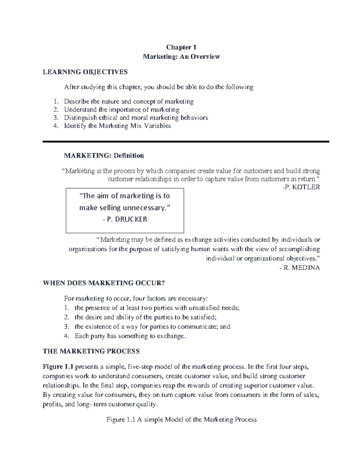 Chapter 1 Overview of Marketing - Chapter 1 Marketing: An Overview ...