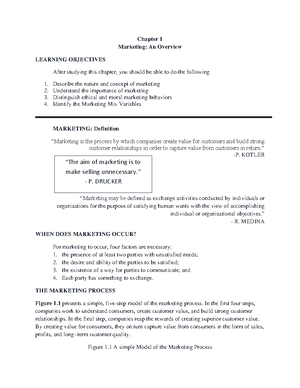 Pom Chapter 1 What Is Marketing Who Does Marketing Chapter 1 What