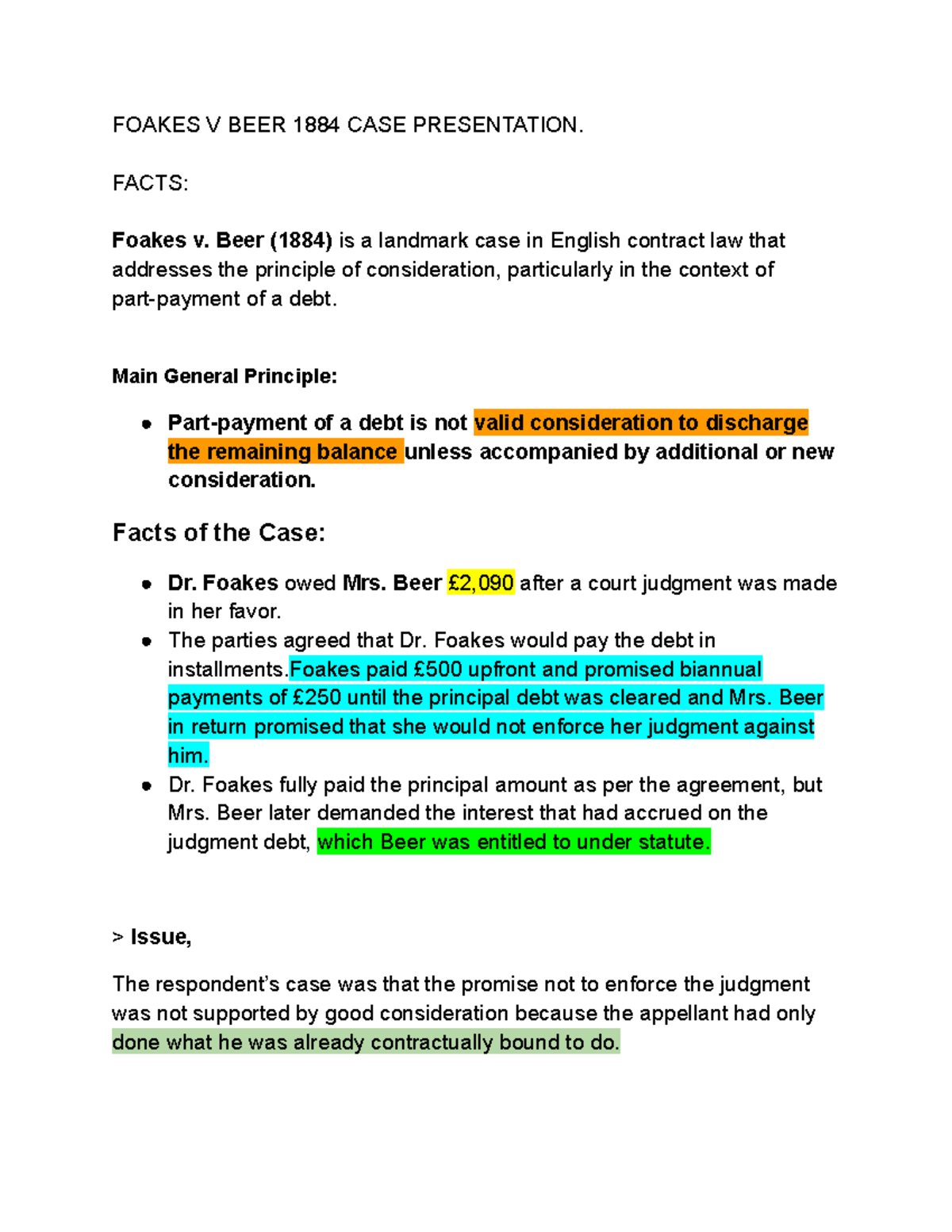 Foakes V BEER 1884 CASE Presentation - Google Docs - FOAKES V BEER 1884 ...