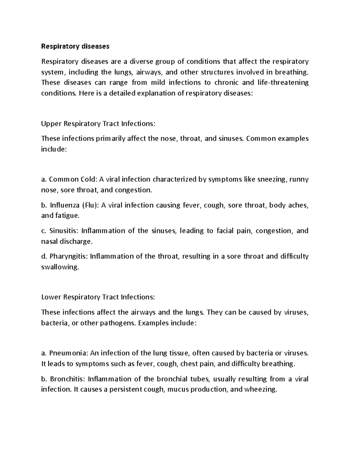 Respiratory diseases - learning - Respiratory diseases Respiratory ...