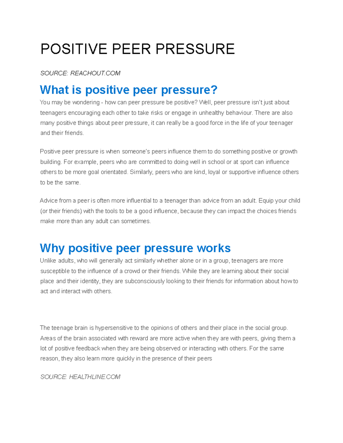 LAW 036 E-Magazine assignment semester 1 - POSITIVE PEER PRESSURE ...