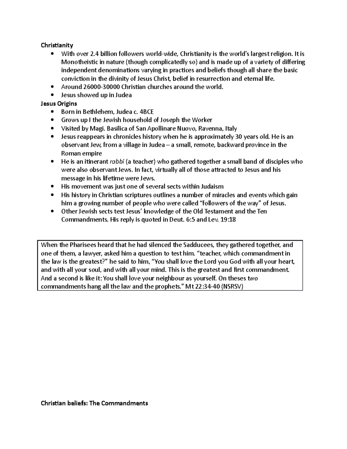 Christianity Notes - Christianity With over 2 billion followers world ...