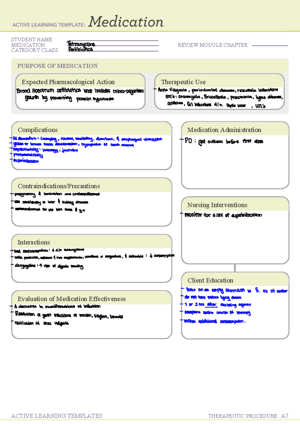 ATI Medication Template - Tetracycline - NSG 305 - STUDENT NAME ...