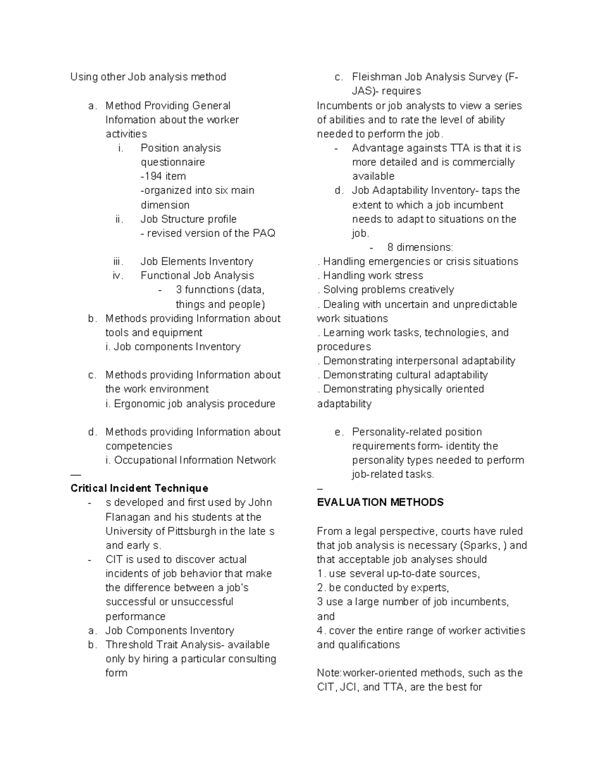 IO Notes - Industrial organizational psychology - Using other Job ...