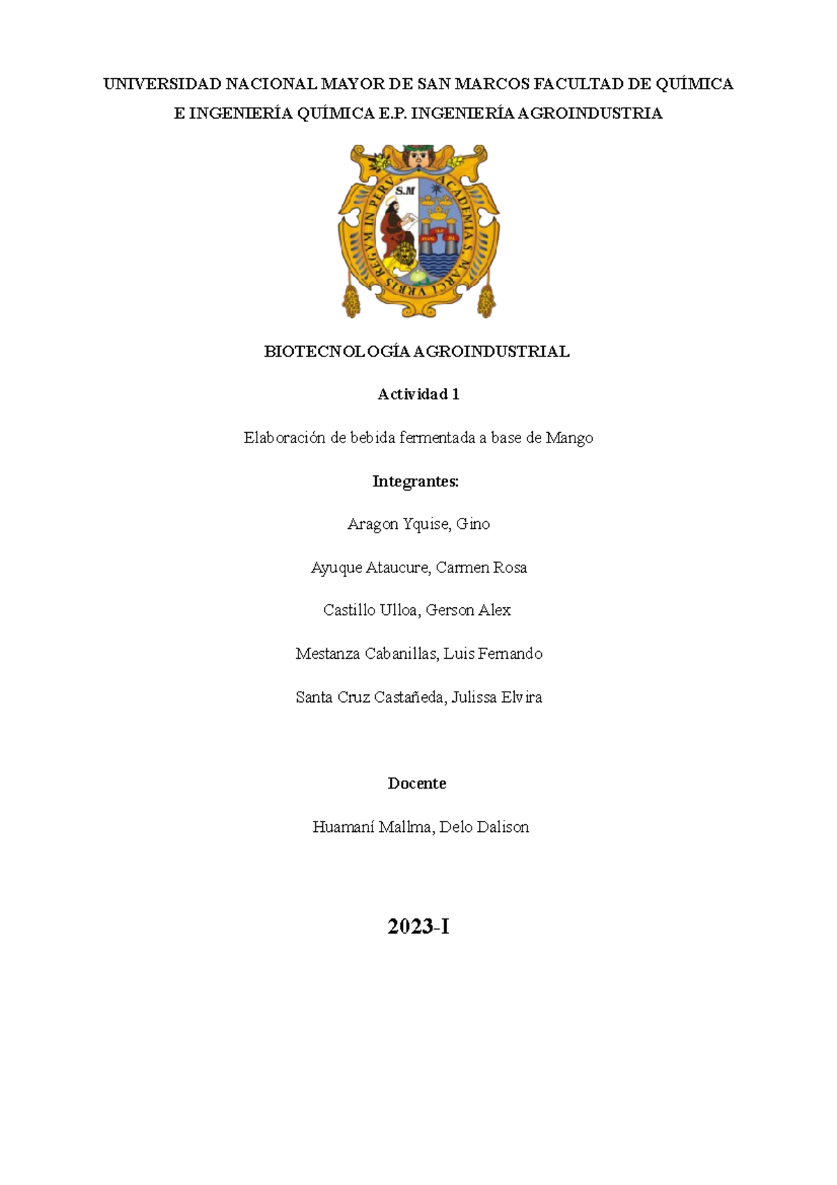 Mango - UNIVERSIDAD NACIONAL MAYOR DE SAN MARCOS FACULTAD DE QUÍMICA E ...