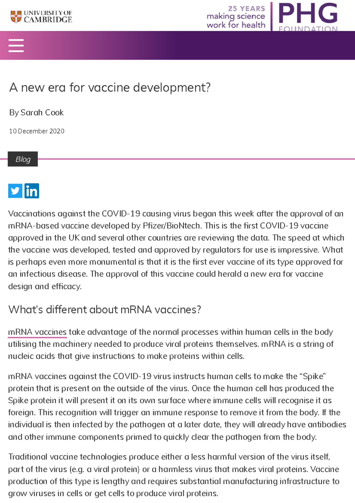 A new era for vaccine development - Vaccinations against the COVID-19 ...