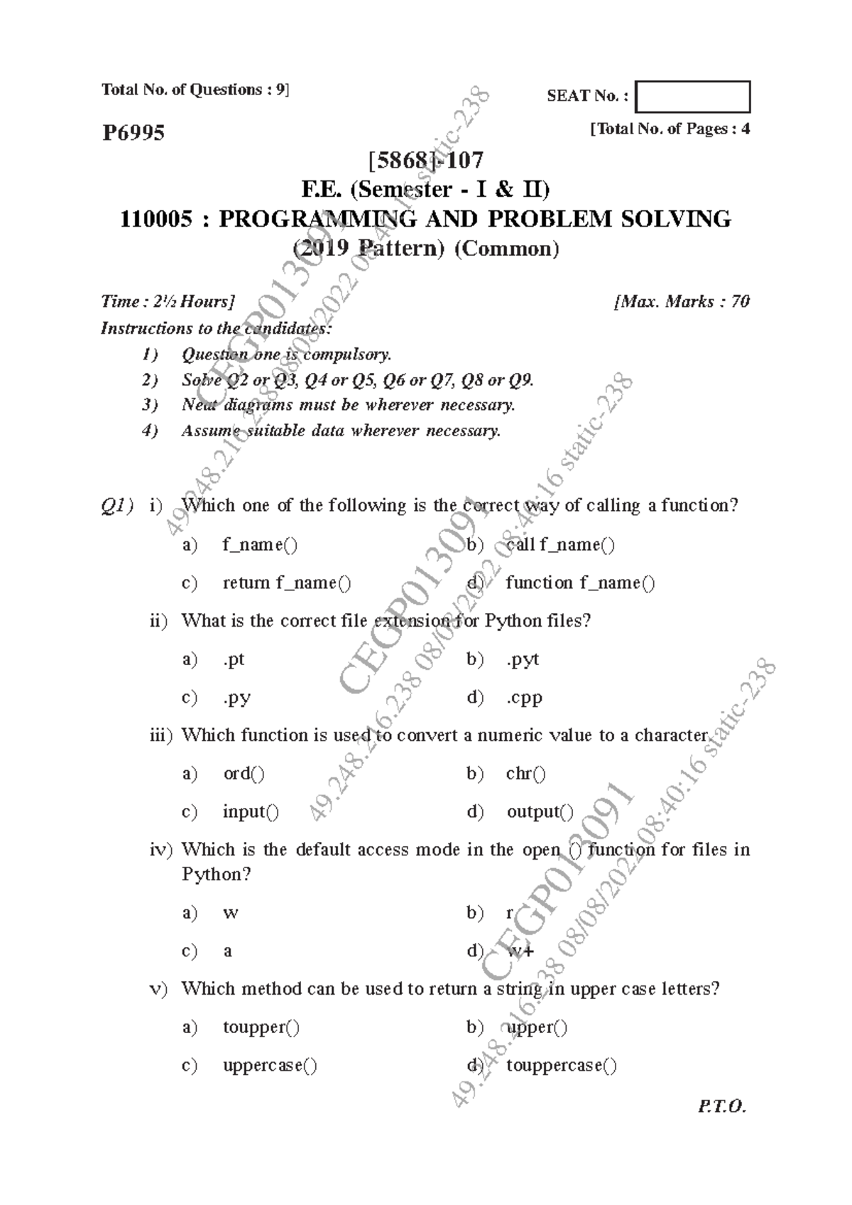 PPS May Jun 2022 - It is pyq of pps - Q1) i) Which one of the following is the correct way of ...