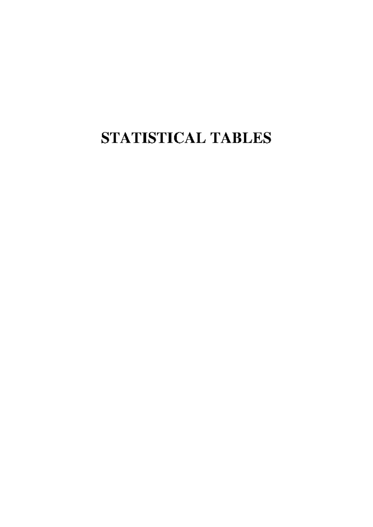 Statistical Tables and Formulae - STATISTICAL TABLES Table 1 AREAS ...