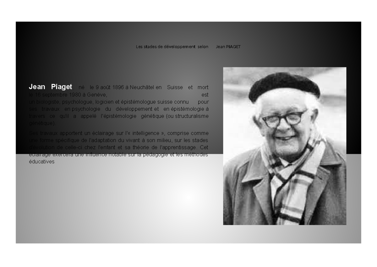 Les stades de développement Piaget - Les stades de développement selon ...