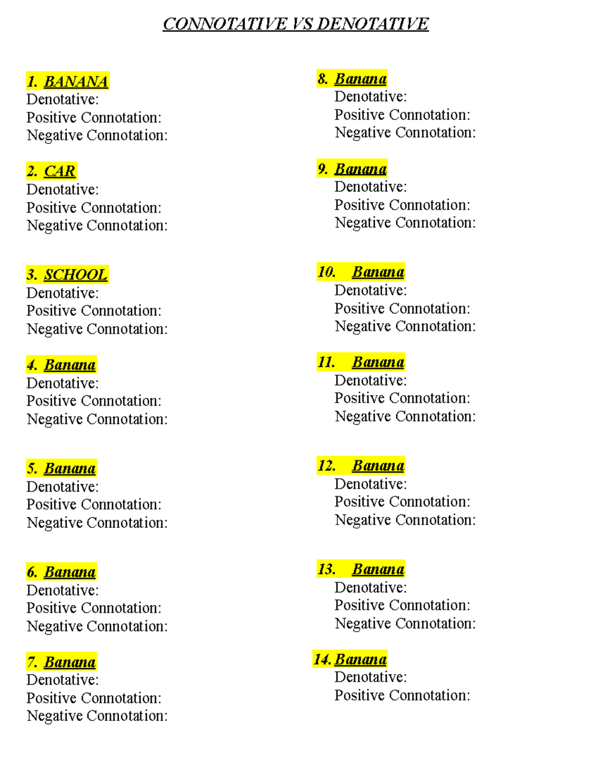Connotative versus Denotative notes - CONNOTATIVE VS DENOTATIVE 1 ...