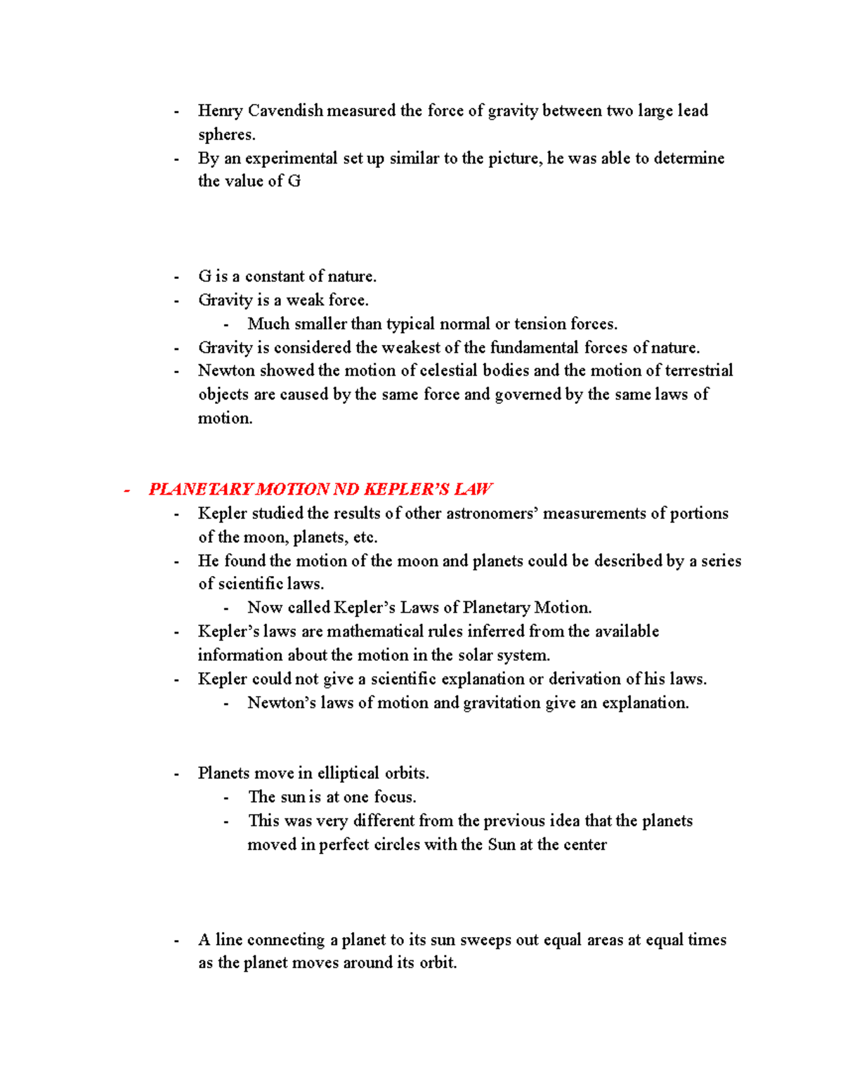 Chapter 5 - Physics - Google Docs9 - Henry Cavendish measured the force ...